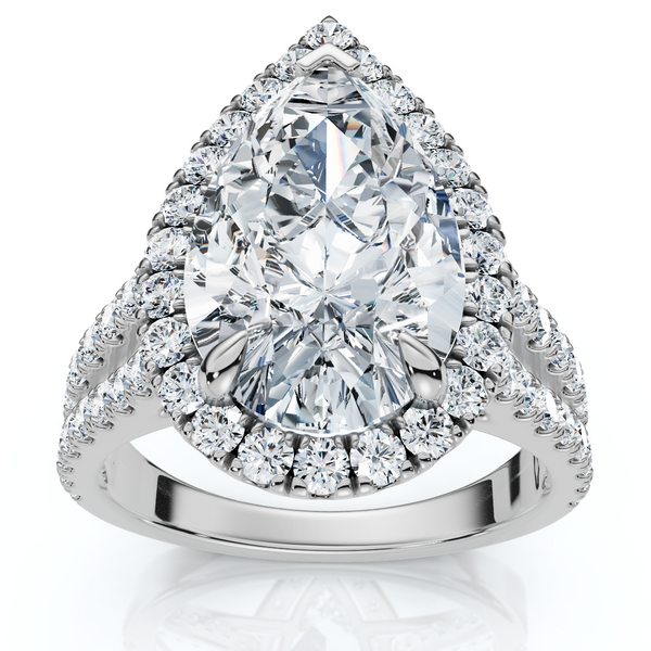 Certified 3 3/4Ct Pear Shape Diamond Engagement Ring 14k Gold or Pt La ...