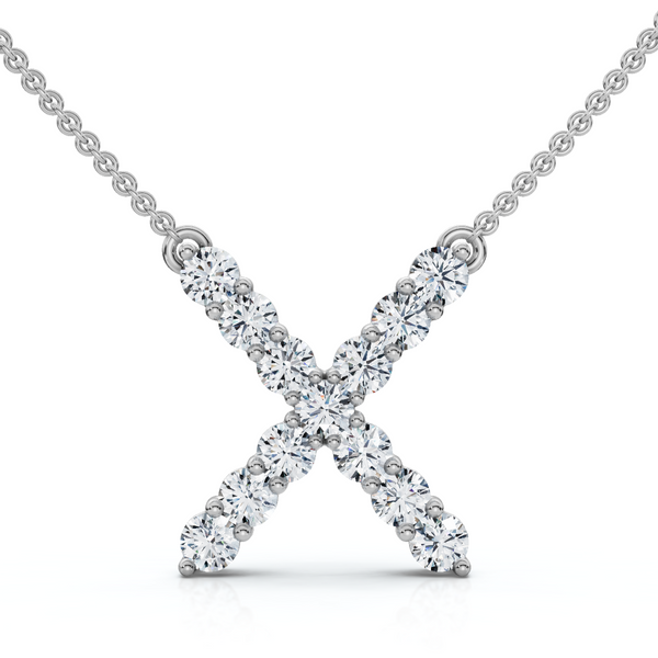 1Ct Diamond Initial "X" Pendant 14k Gold 18" Necklace Lab Grown 5/8" T ...