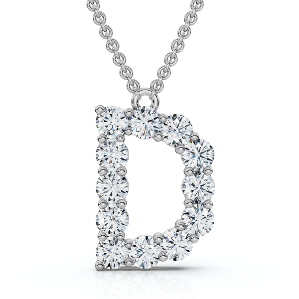 1Ct Diamond Initial "D" Pendant 14k Gold 18" Necklace Lab Grown 5/8" T ...
