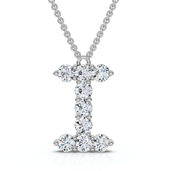 1Ct Diamond Initial "I" Pendant 14k Gold 18" Necklace Lab Grown 5/8" T ...