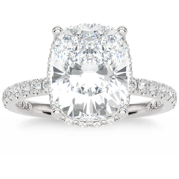 4 1/2Ct Cushion Diamond Ring | Side Halo 14k Lab Grown – Bliss Diamond