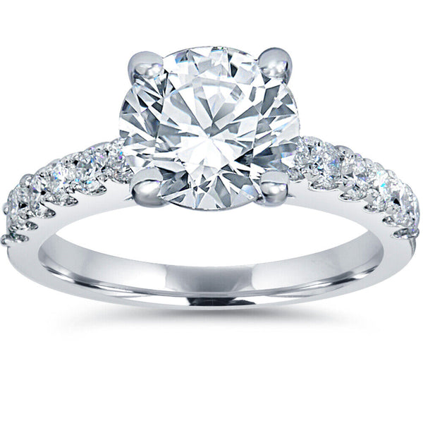 Certified 2ct Diamond Engagement Ring Solitaire Accent 14K White Gold ...
